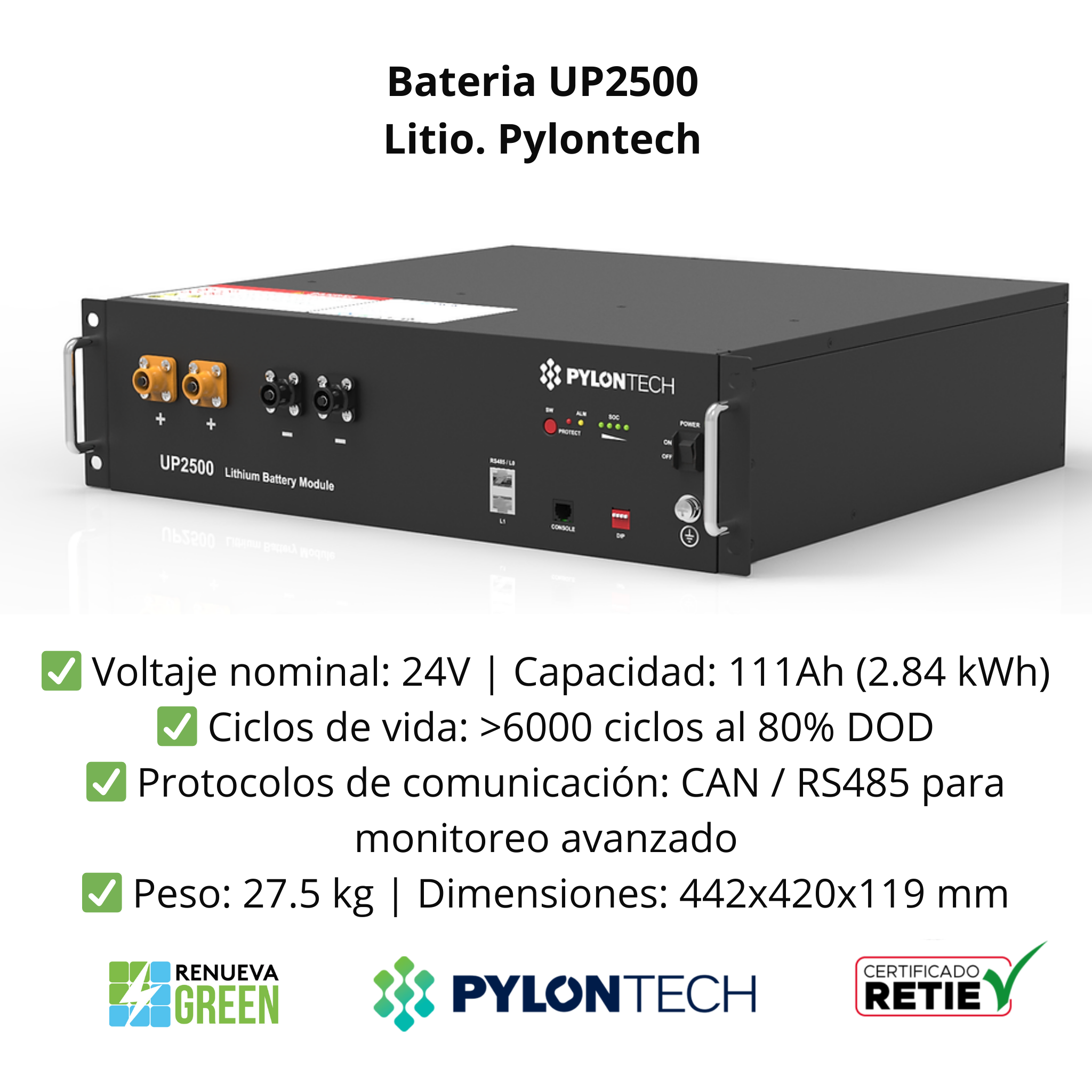 Bateria UP2500 Litio. Pylontech – RENUEVA GREEN SAS